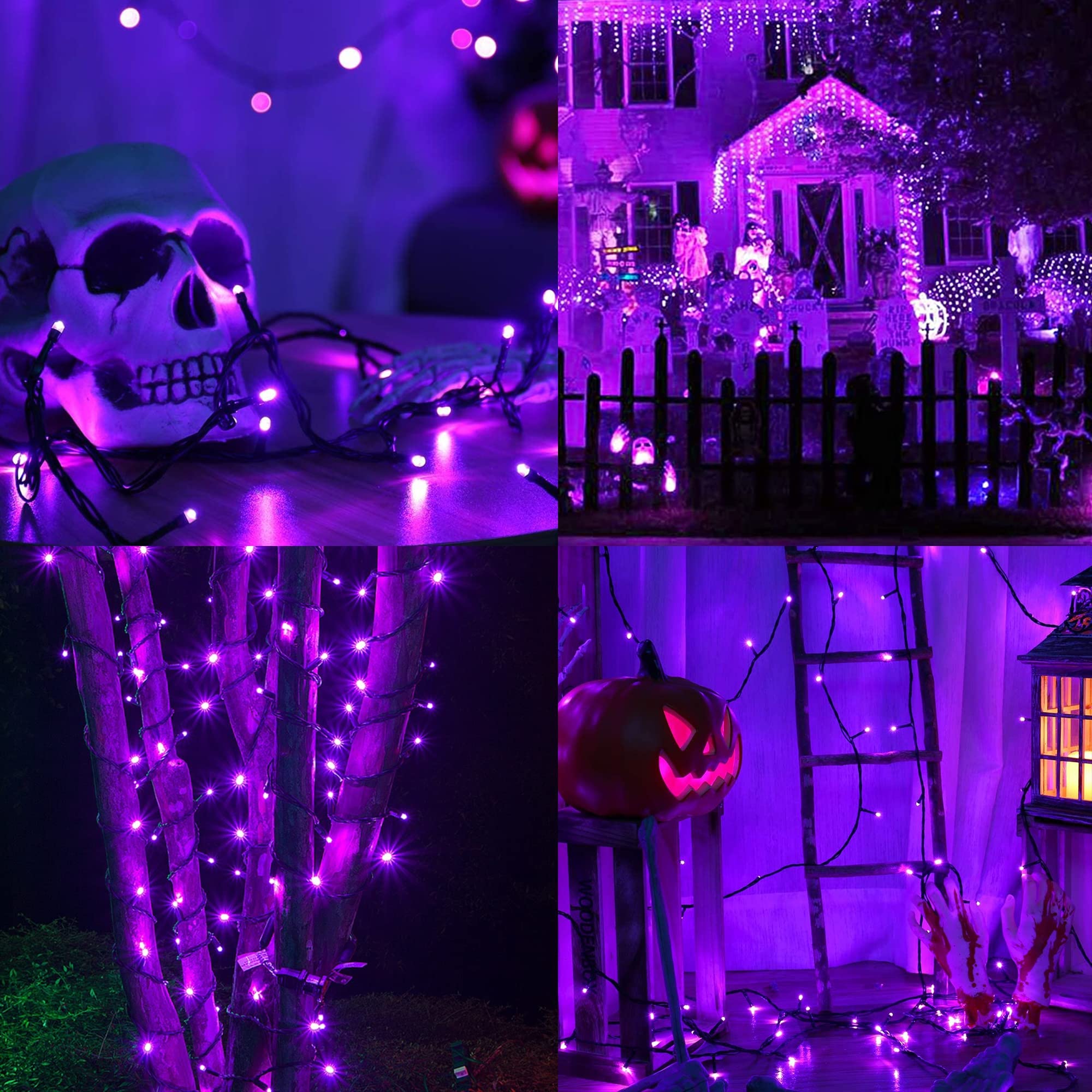 weillsnow 164FT 500 LED Purple Christmas Lights, 8 Modes Waterproof Plug in String Lights for Christmas Indoor Outdoor Yard Party Wedding Garden Home Decorations (Purple)