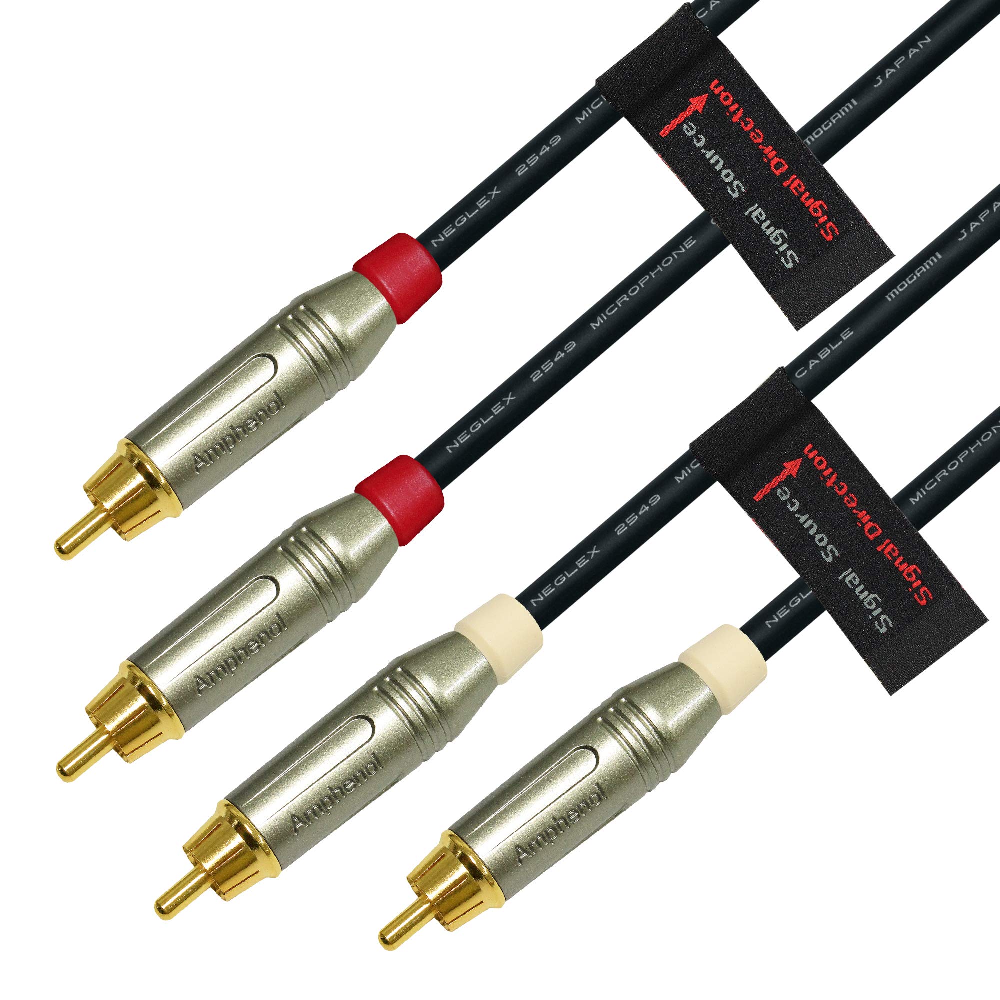 WORLDS BEST CABLES 2.5 Foot – Directional High-Definition Audio Interconnect Cable Pair CUSTOM MADE using Mogami 2549 wire and Amphenol ACPR Die-Cast, Gold Plated RCA Connectors