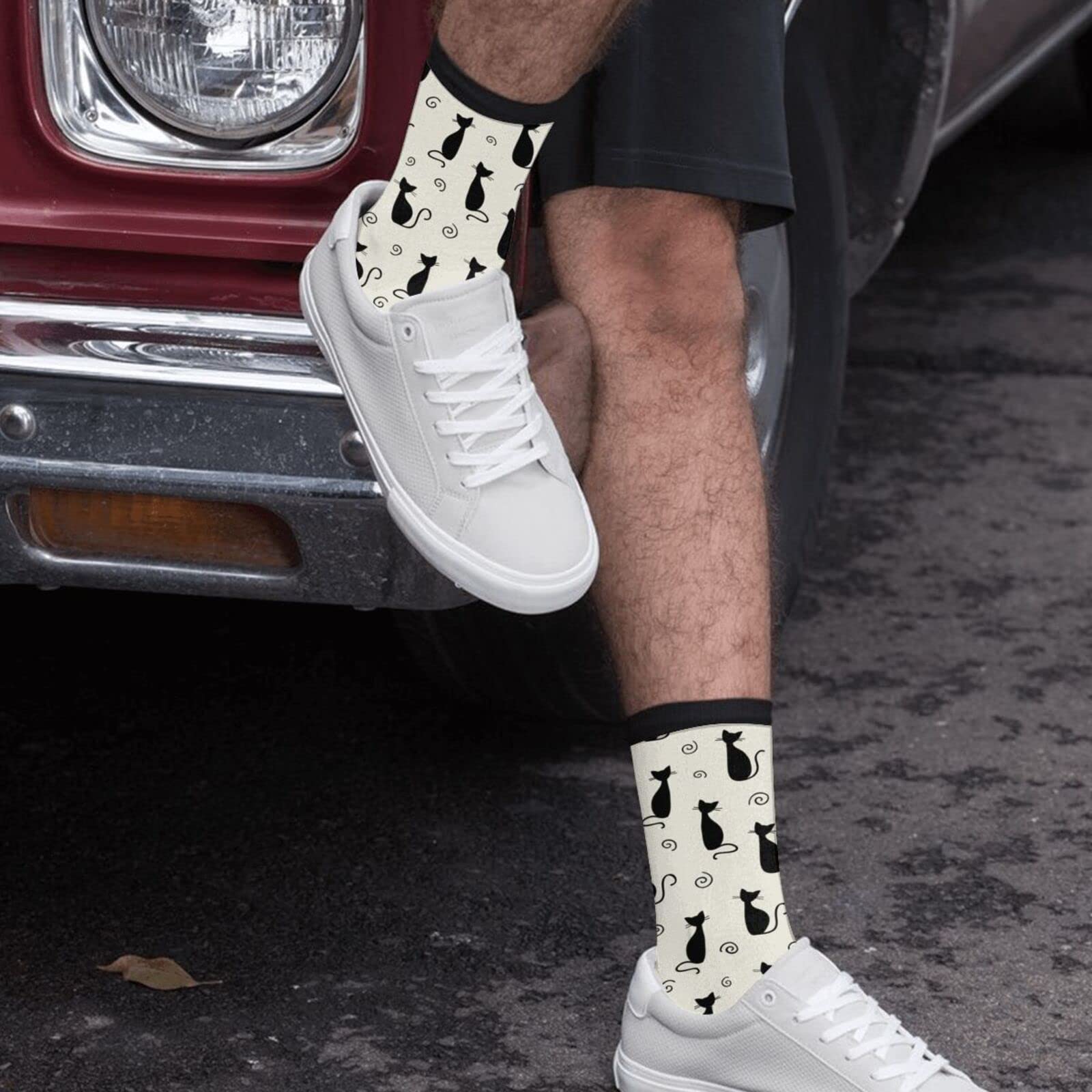 YISHOW Black Cats Socks Cute Cat Funny Crew Socks