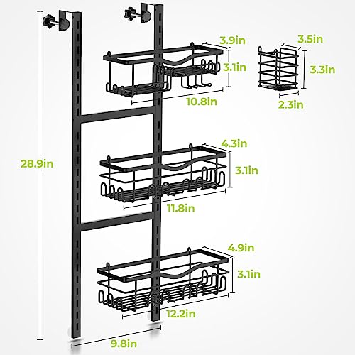 Vmiya 3-Tier Over-the-Door Shower Caddy, Hanging Shower Caddy Rack with Soap and Toothbrush Holder, Rustproof Bathroom Shampoo Holder for Shower