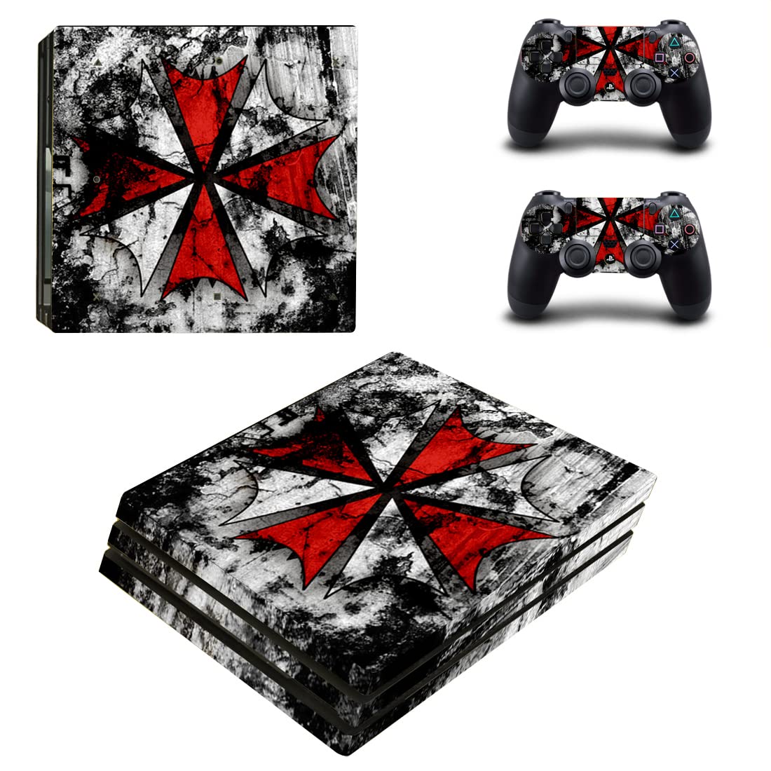 Vanknight PS4 Pro Console Skin PS4 Controller Skins Umbrella RE PS4 Pro Console Vinyl Sticker Wrap Decal Red Umbrella
