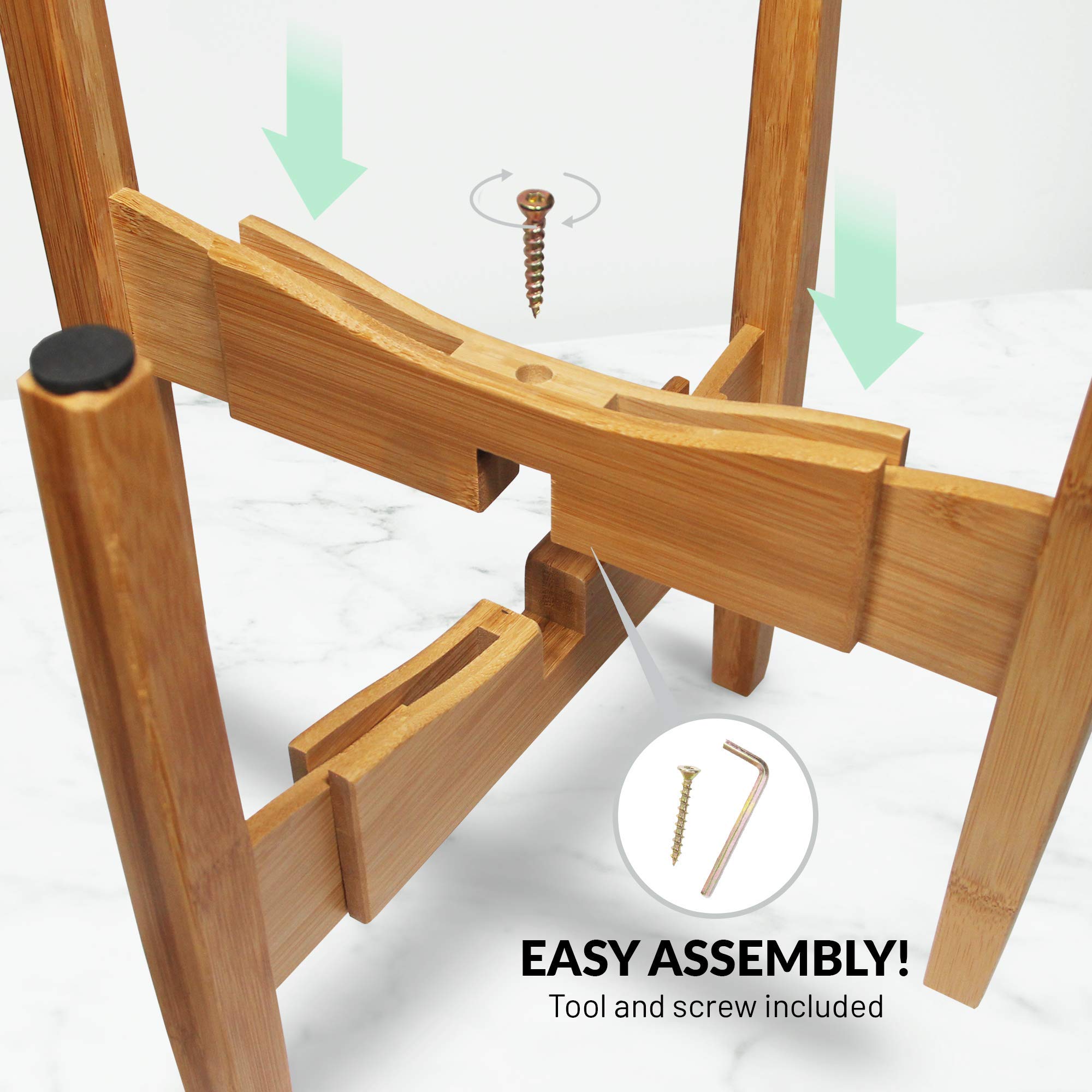 Willowy Adjustable Bamboo Plant Stand - Expandable from 8.25 Inches to 11.75 Inches - Modern & Elegant Decor - 8 to 12 inch Pot Holder - (Stand only)