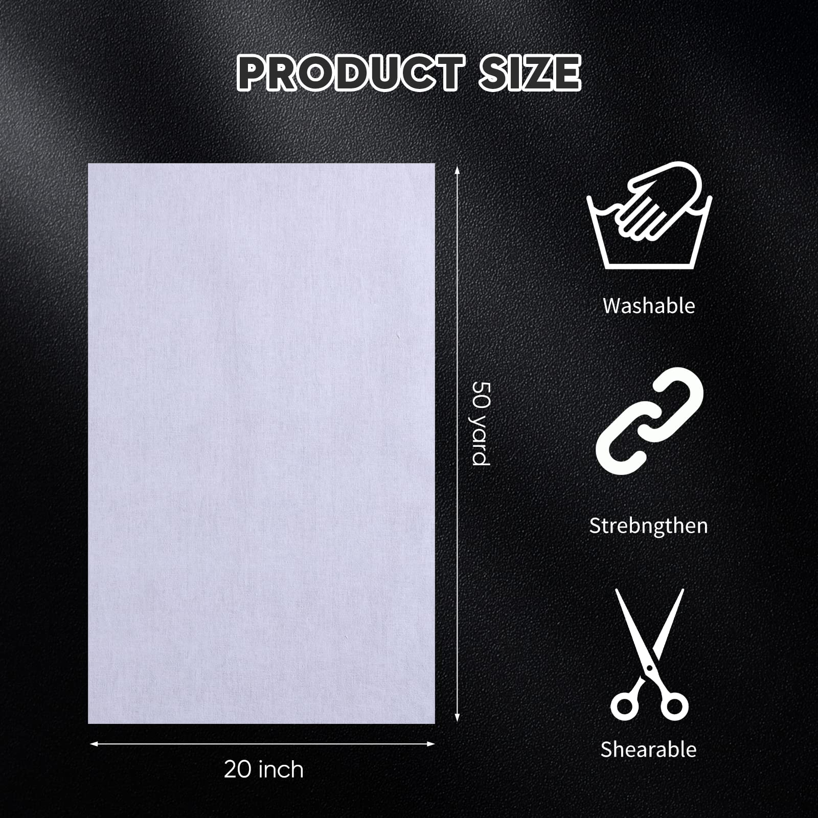 Woven Cotton Fusible Interfacing 20 Inch x 20 yd Medium Weight Single Sided Interfacing Fabric Iron on Interfacing for Sewing DIY Crafts Supplies, White