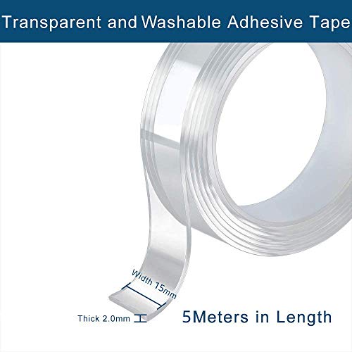 YOLETO Heavy Duty Double Sided Tape, Clear Sticky Adhesive Strips for Posters Wall Decor Gifts for Men (0.6 Inches x 5.5 Yards)
