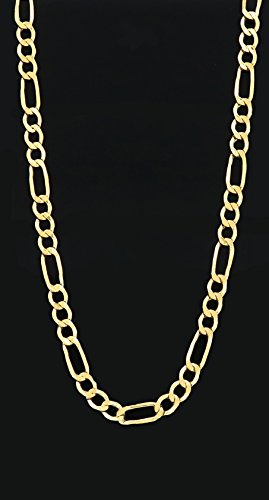 Yellow Gold Hollow Figaro Chain Real 10K Necklace 16" to 24", 2.5MM (20)