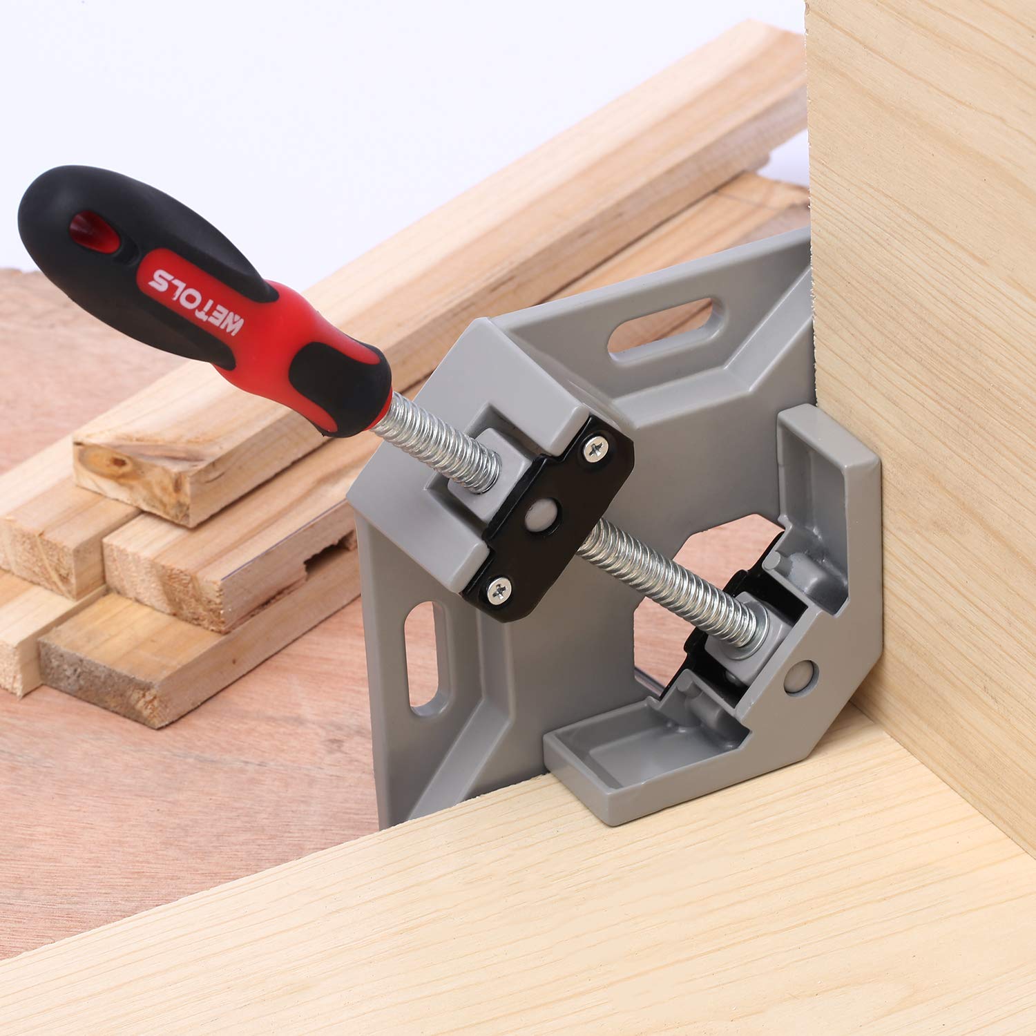 WETOLS Corner Clamp 1pcs 90 Degree Right Angle Clamp with Adjustable Aluminum Alloy Swing Jaw, Single Handle Clamps for Woodworking, Photo Framing, Gifts for Men Dad
