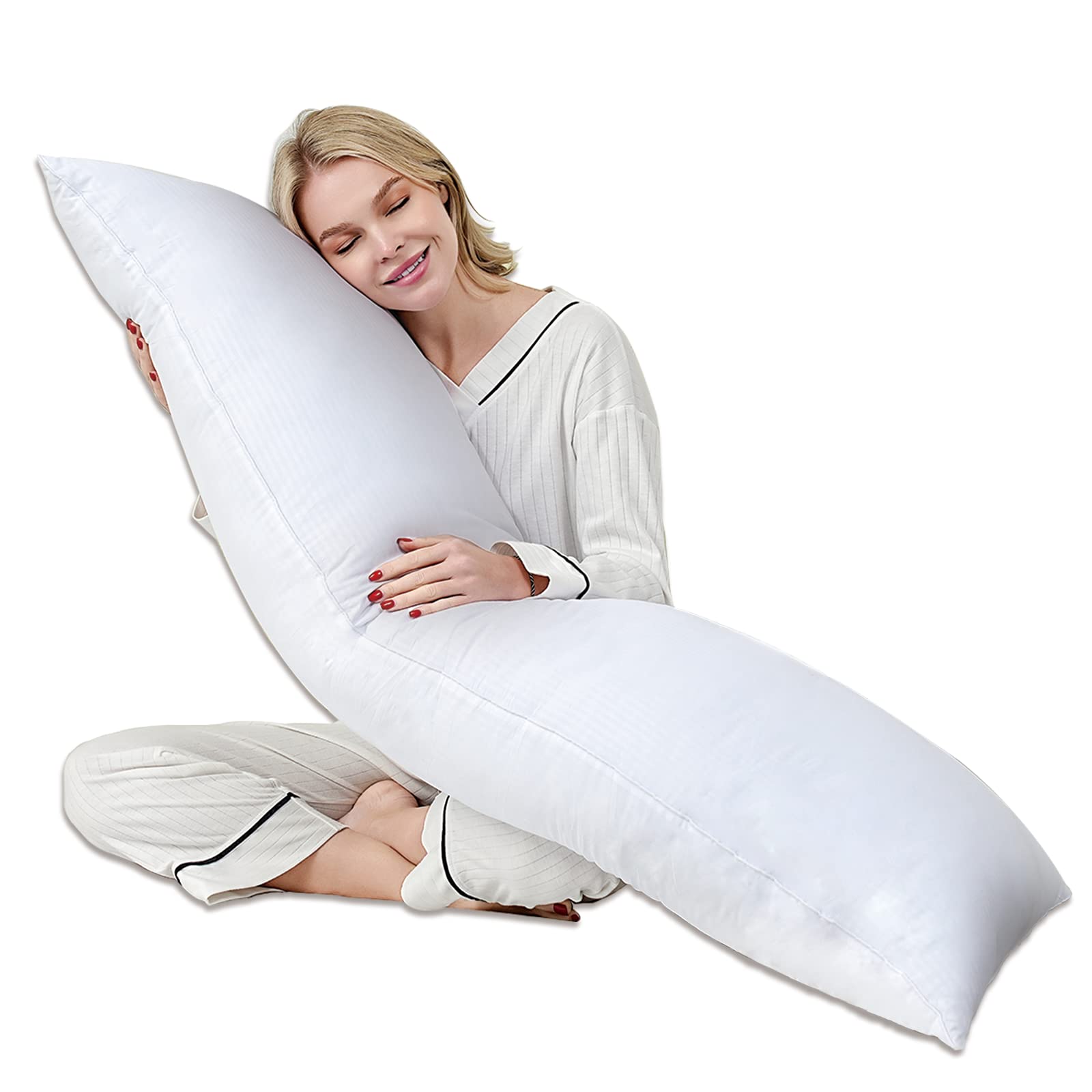 YKiMi Large Body Pillows for Adults,Premium Full Body Pillow Insert for Side Sleeper, Soft & Fluffy Long Pillow for Bed, Machine Washable, White, 20x54 Inches
