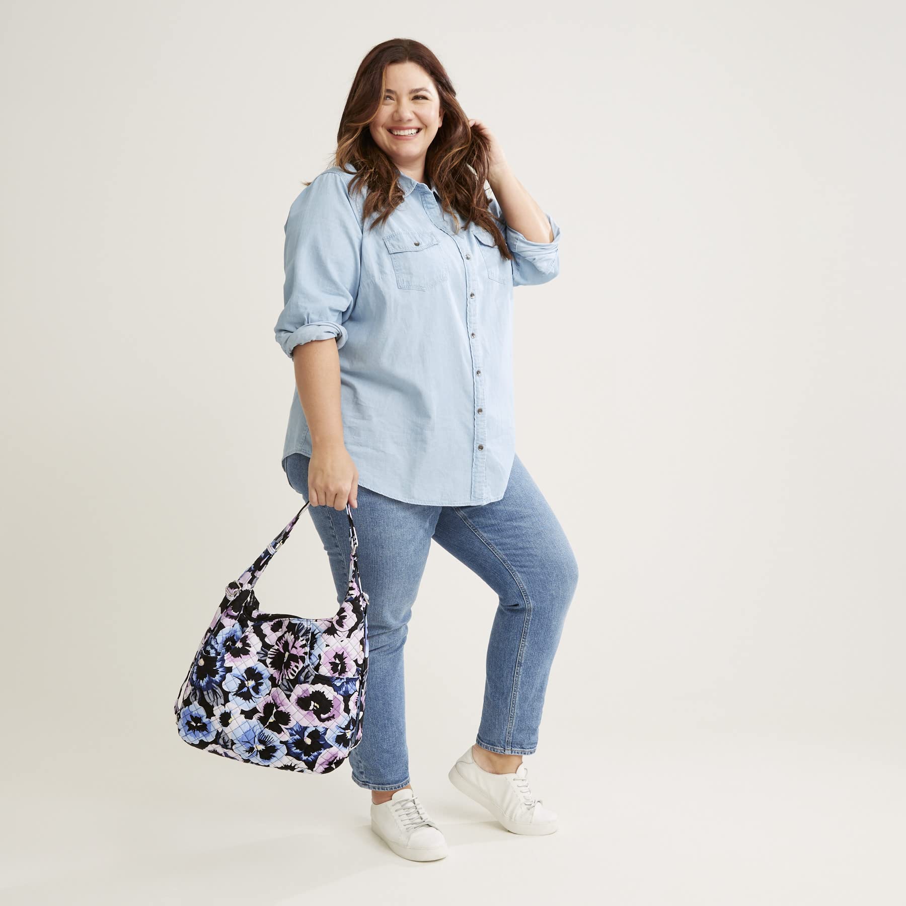 Vera Bradley Women's Cotton Convertible Backpack Shoulder Bag, Black - Recycled Cotton, One Size