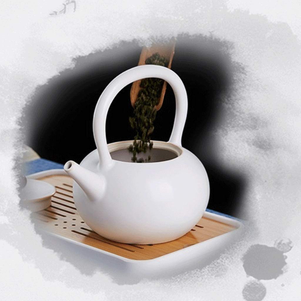 ZNZN Ceramic Kettle Retro Chinese Kettle Large-Capacity Stove Teapot with Round Comfortable Handle Creative Gift (700ml, 23.6oz) Multifunctional Water Kettle (Color : White)