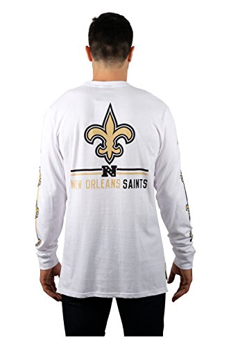 Ultra Game NFL Men's Super Soft Supreme Long Sleeve T-Shirt, New Orleans Saints, White, X-Large
