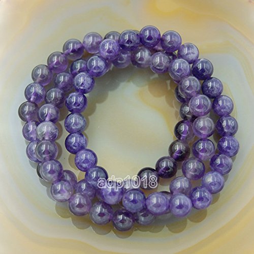 Wholesale Natural Gemstone Beads Stretch Bracelet Healing Reiki 4,6,8,10,12mm (8mm, Amethyst)