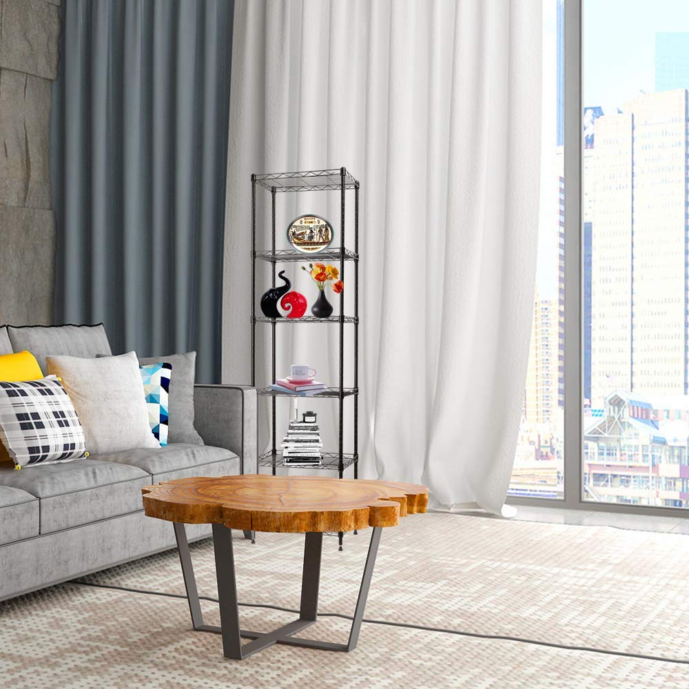 YOHKOH 6 Wire Shelving Steel Storage Rack Adjustable Unit Shelves for Laundry Bathroom Kitchen Pantry Closet 16.7" Width x 62" Height x 11.7" Depth (Grey Sand Pattern)