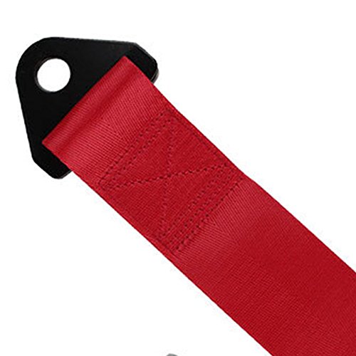 YOUNGL 8-12MM Racing Car Towing Hook Sports Tow Strap Set gh Strength Red for Vehicle Front Rear Bumper(Red)