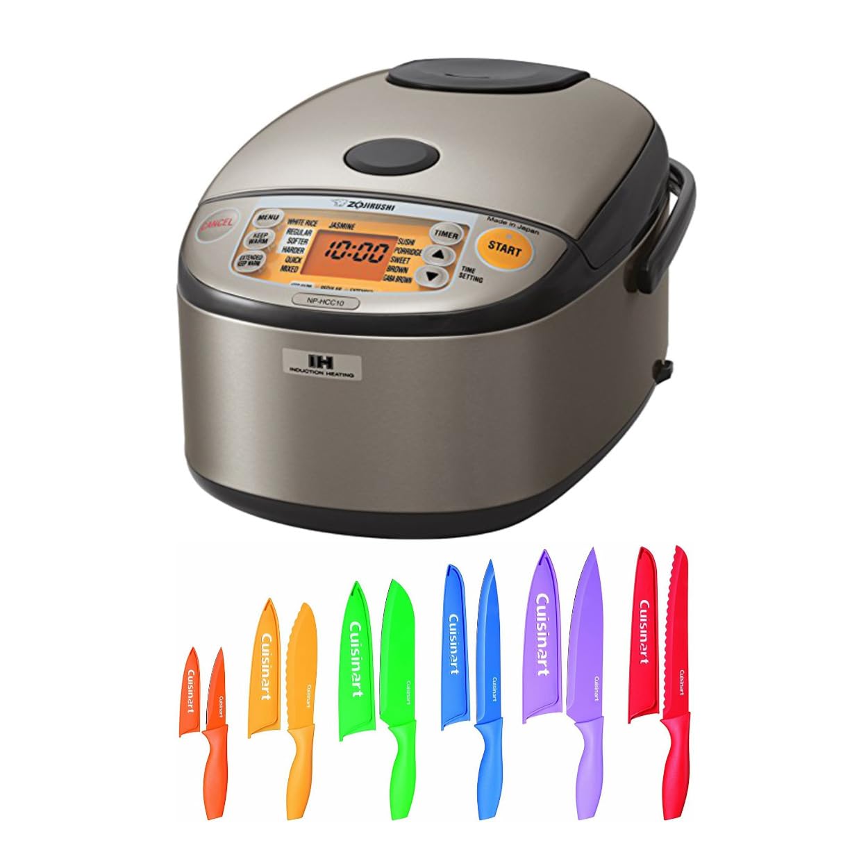 Zojirushi Induction Heating System Rice Cooker and Warmer (5.5-Cup/Dark Gray) Bundle with 12-Piece Knife Set (2 Items)