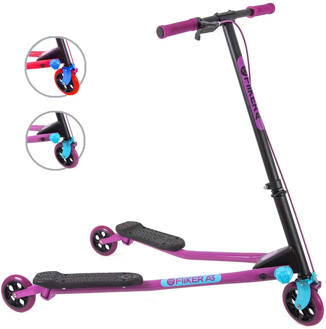 Yvolution Y Fliker Air A3 Kids Drifting Scooter | Swing Scooter for Boys and Girls Age 7+ Years (Red 2020)