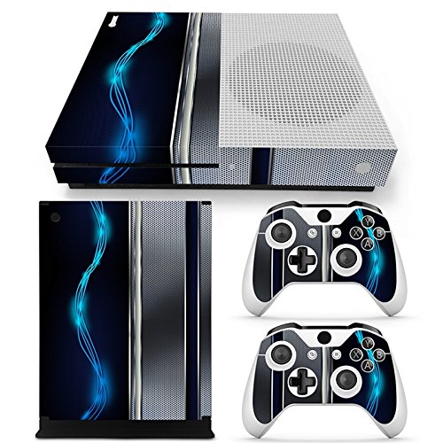 ZOOMHITSKINS X1 S Skins for Console and Controller, Blue Neon Silver Metal Space Odyssey Star Art Electric, Durable, Bubble-Free, Goo-Free, 2 Controller Skins 1 Console Skin, USA Made