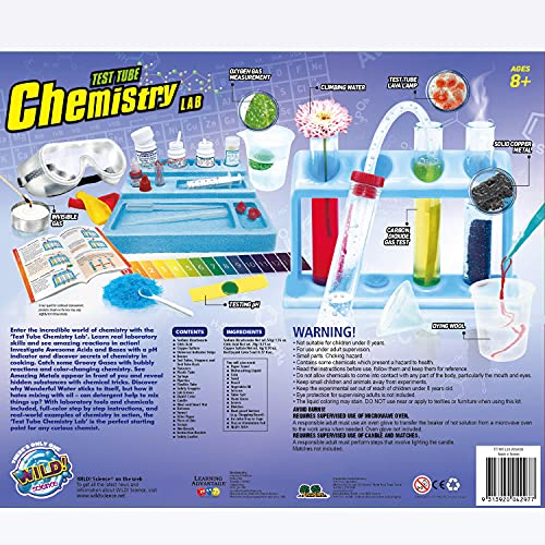 WILD! Science Test Tube Chemistry Lab - 50+ Fun Experiments and Reactions - Science Kits for Kids Age 8-12 - STEM Projects - Chemistry Set