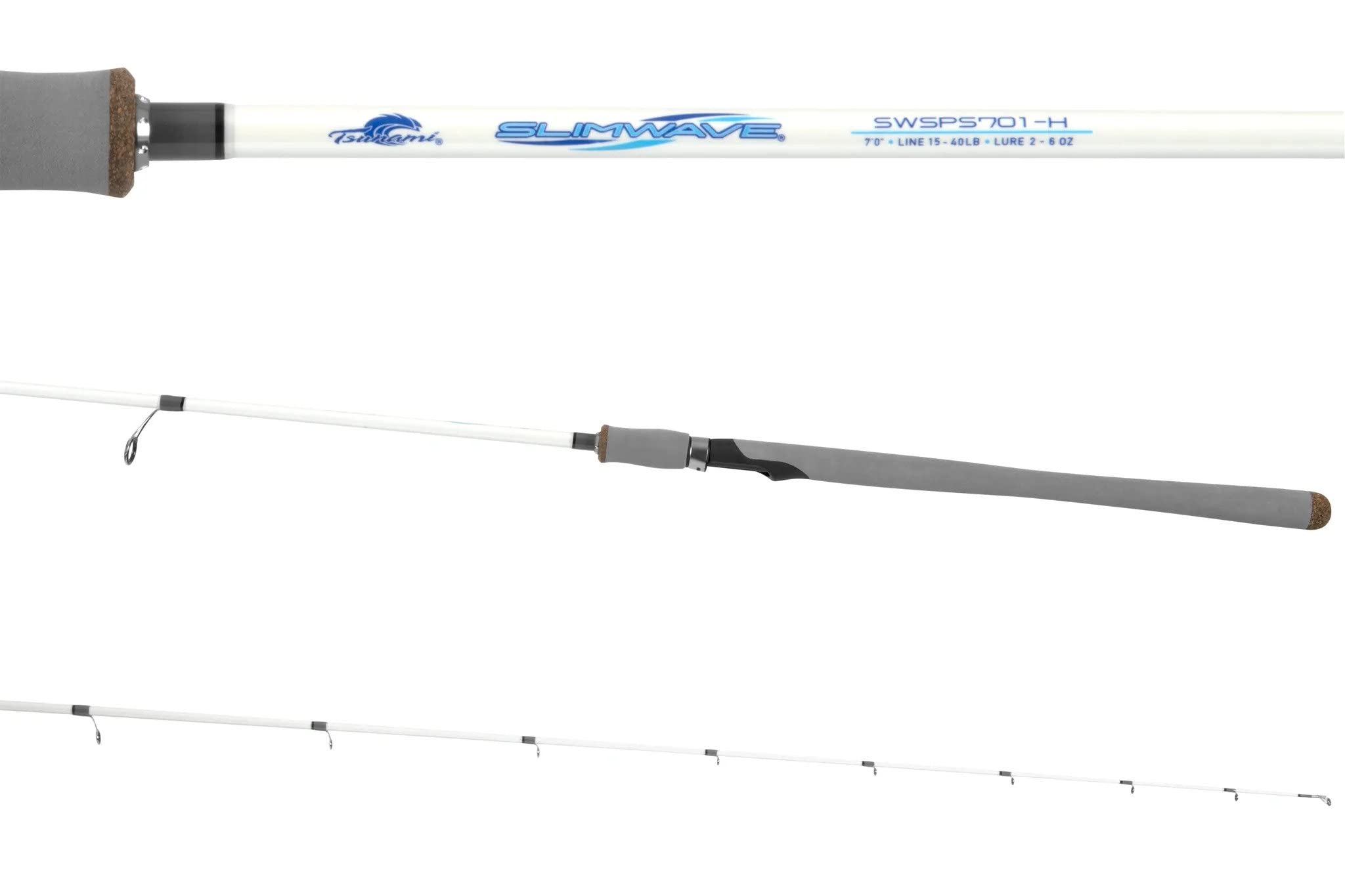 Tsunami Slim Wave White Jigging Spinning 7' MH Rod SWSPS-701-MH