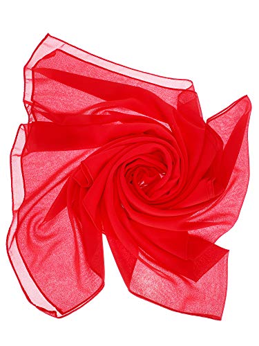 WILLBOND Womens Shawl Chiffon Bridal Evening Soft Wrap Scarf, Chiffon Scarf Ribbon Scarf Satin Scarf for Evening Dresses(L,Red)