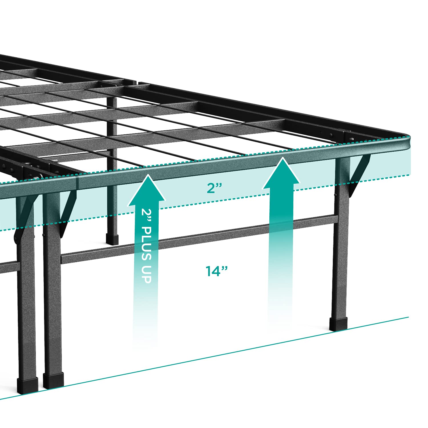 Zinus SmartBase Heavy Duty Mattress Foundation / 16 Inch Metal Platform Bed Frame & 16 Inch SmartBase Headboard or Footboard Brackets, Set of 2
