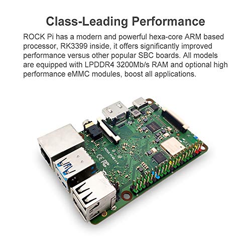 youyeetoo Rock PI 4B V1.4 Rockchip RK3399 ARM Cortex Six Core SBC/Single Board Computer Compatible with Official Raspberry Pi Display (Rock Pi4B 4G)