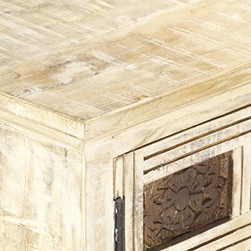 THYUOVAI TV Cabinet,Media Cabinet Tv Console Stereo Cabinet Low Board Suitable for Living Room,Bedroom,Closet,Hallway,Foyer,Office White 51.2"x11.8"x14.2" Solid Mango Wood