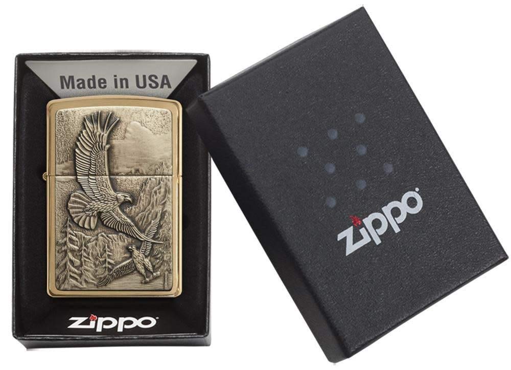 Zippo Where Eagles Dare Brushed Brass Pocket Lighter, One Size