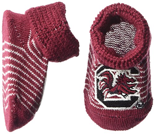 Two Feet Ahead NCAA Newborn Infant Booties with Gift Box, South Carolina Fighting Gamecocks, Stripe