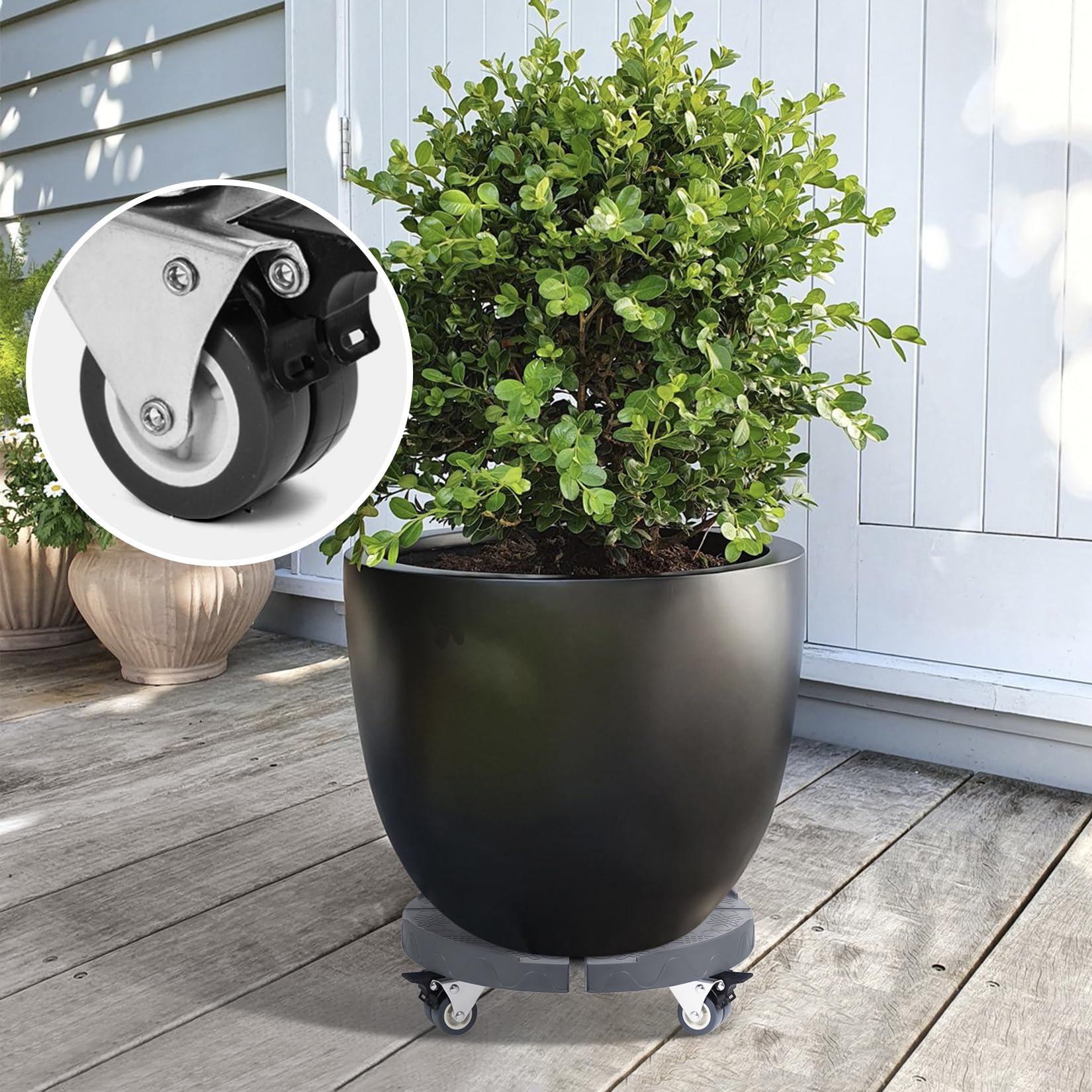 W B D WEIBIDA Trash Can Dolly Adjustable 15-19 Inch Round Dolly with Wheels Heavy Duty Trash Can Roller Base Large Bucket Dolly Multi Functional Drum Dolly Rolling Keg Dolly Cart