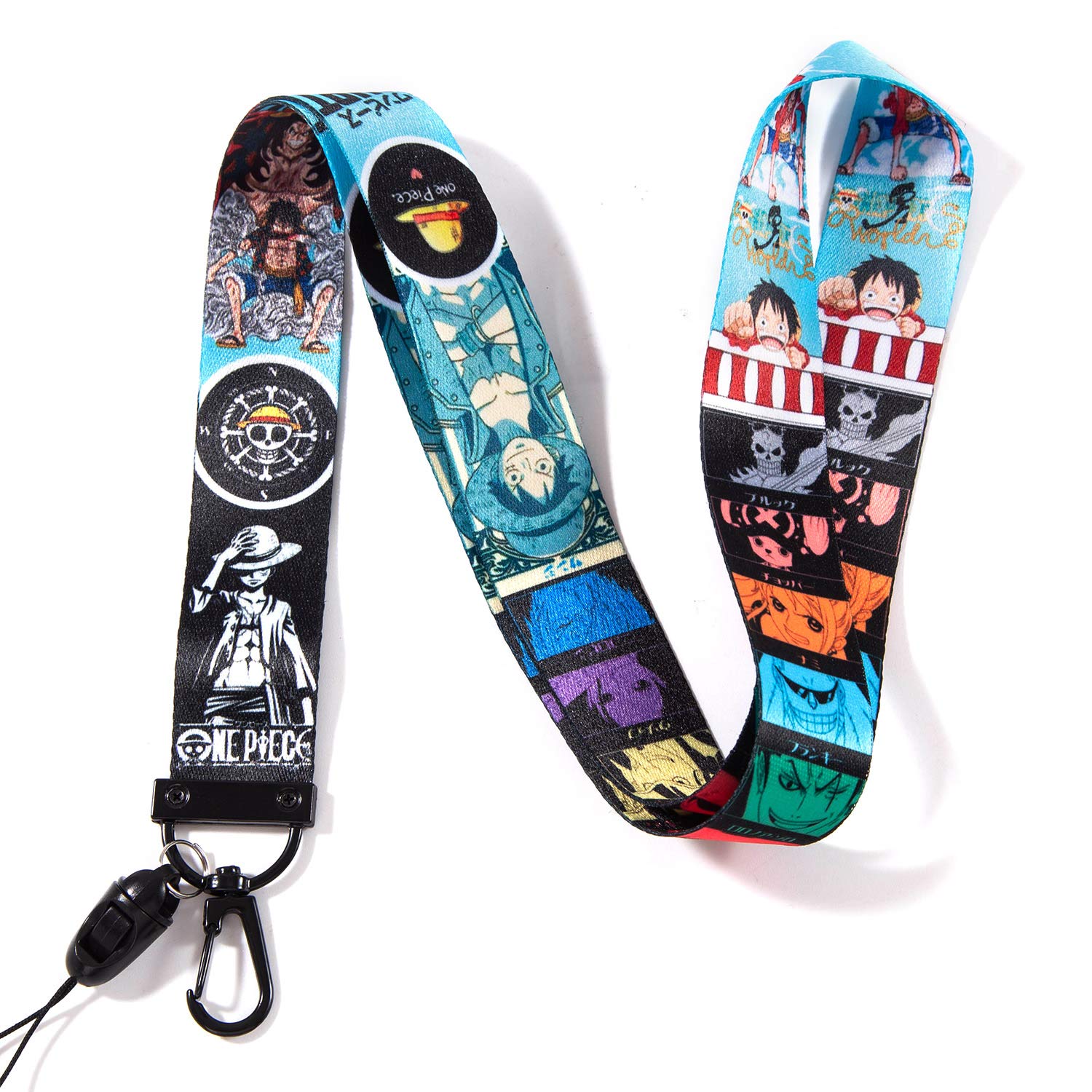 w chain ONE PIECE Anime Keychains,Keychain Lanyard,Anime Lanyard,ID Holder for Badge (one piece1Black Green)