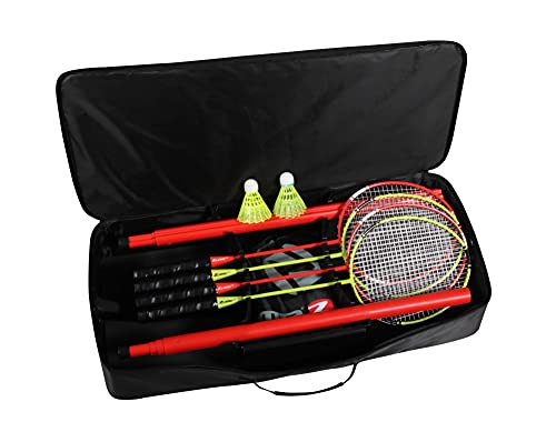 Zume Games Portable Badminton Set with Freestanding Base β Sets Up on Any Surface in Seconds β No Tools or Stakes Required,Red/Black/Green,1,OD0006W