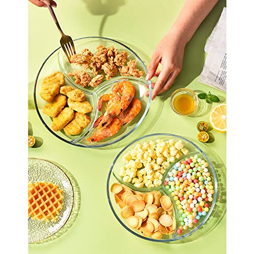 VejiA Fruit Basket for Kitchen Grid Plate Glass Fruit Plate Living Room Tea Table Sub Plate Household Snacks Candy Breakfast Plate Creative Side Dish Fruit Bowl/Fruit Bowls (Color