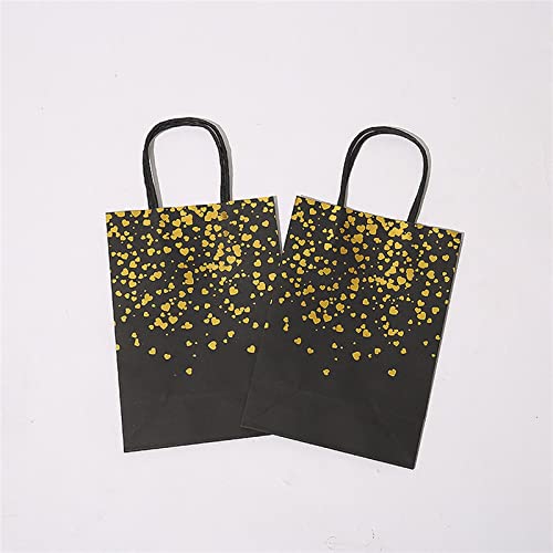 VEMART Gift Wrap Boxes, Hot Stamping Heart Tote Bag Kraft Paper Bag Paper String Gift Bag (Color : Brown)