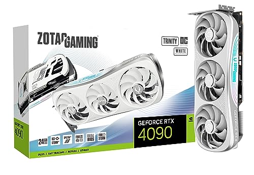 ZOTAC Gaming GeForce RTX 4090 Trinity OC White Edition DLSS 3 24GB GDDR6X 384-bit 21 Gbps PCIE 4.0 Gaming Graphics Card, IceStorm 3.0 Advanced Cooling, Spectra 2.0 RGB Lighting, ZT-D40900Q-10P
