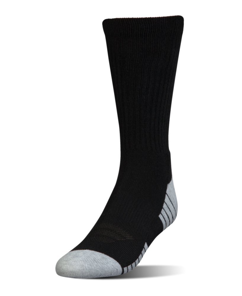 Under Armour Youth Heatgear Tech Crew Socks, 3-Pairs, Black, X-Small
