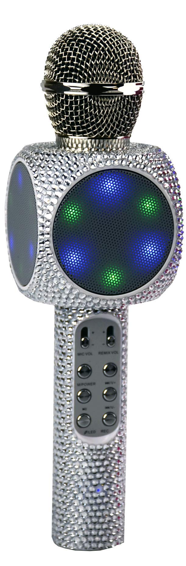 Wireless Express - Sing-Along Bling Bluetooth Karaoke Microphone and Bluetooth Stereo Speaker All-in-One (Silver Bling)