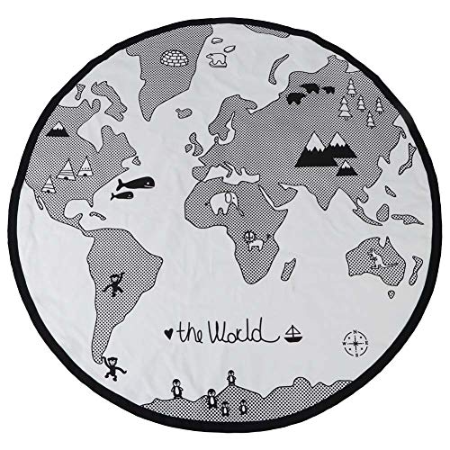 Yuehuam 53Inch Adventure World Map Pattern Circular Kid Crawling Game Mat Thicken Baby Crawling Playmat Blanket Floor Infant Child Activity Round Rug