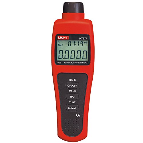 UNI-T UT371 Non-contact LCD Tachometer 10RPM~99999RPM Counts 0~99999 MAX/MIN/AVG/Normal Display Frequency 10KHz Bandwith 5% Distance 50mm~200mm