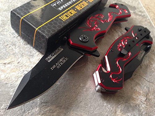 TAC Force Speedster Spring Assisted Dragon Strike Rescue Knife RED