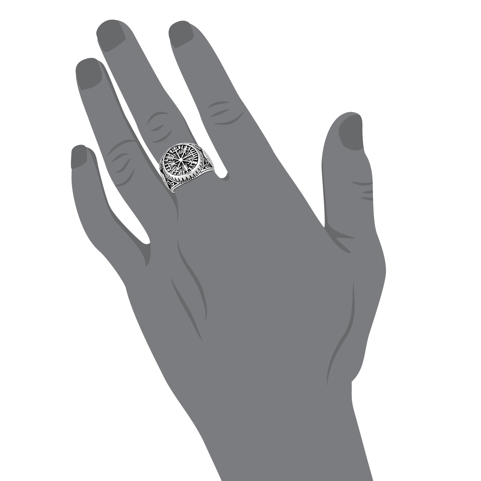 WithLoveSilver Solid 925 Sterling Silver Vegvisir Talisman Celtic Viking Protection Ring (9)