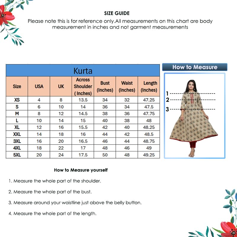 Yash Gallery Women's Cotton Blend Printed Anarkali Kurta (Beige)
