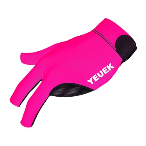 YEUEK Second Skin Billiard Gloves 3 Finger Pool Glove for Left Hand,Snooker Cue Sport Glove Black Yellow Red Blue M/L