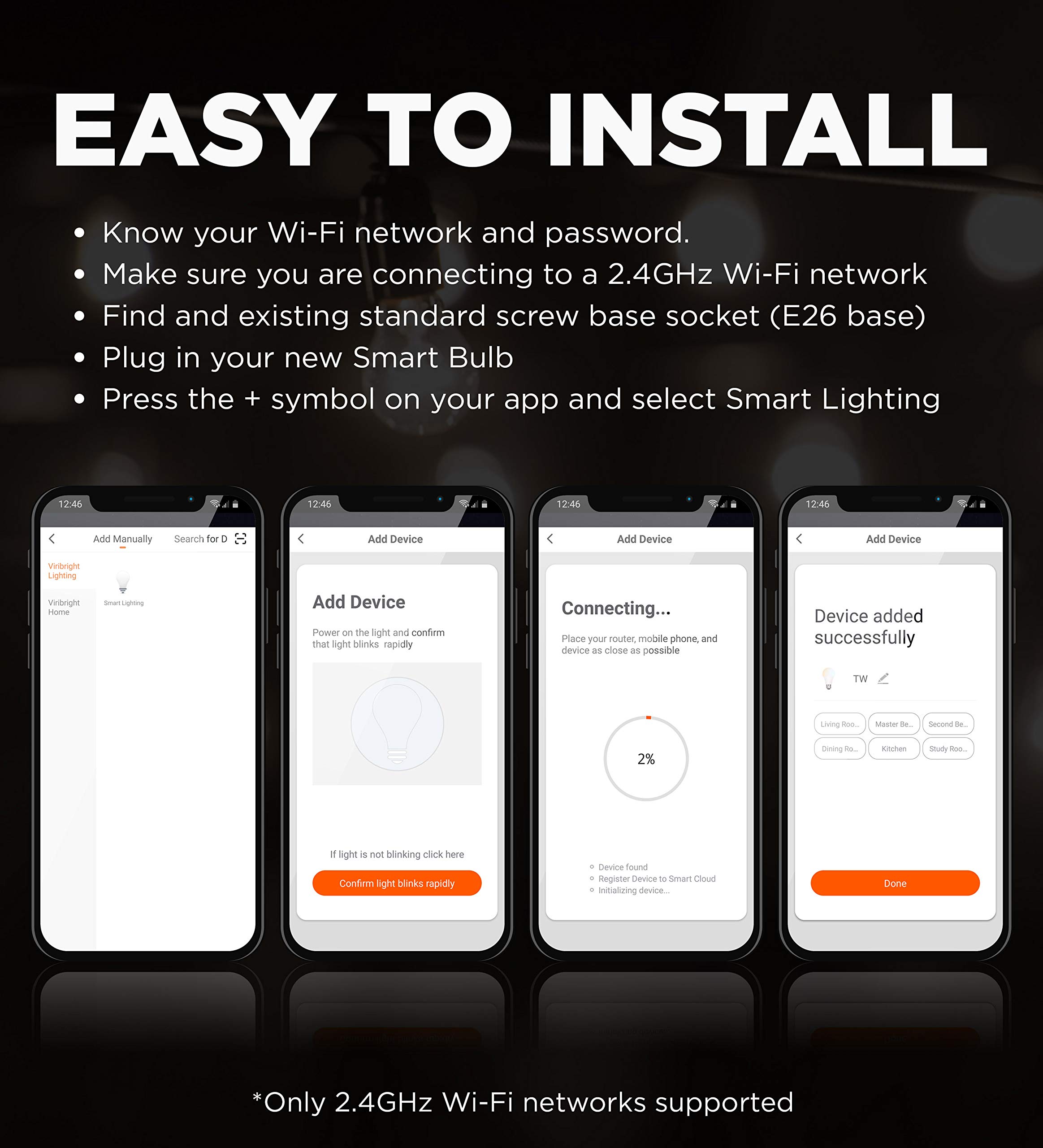 Viribright Smart LED Light Bulb, E26 RGBW WiFi Dimmable Multicolor LED Lights, 2700K to 5000K + RGBW, A19 60W Equivalent (9.5W Actual), No Hub Required, Easy Set up