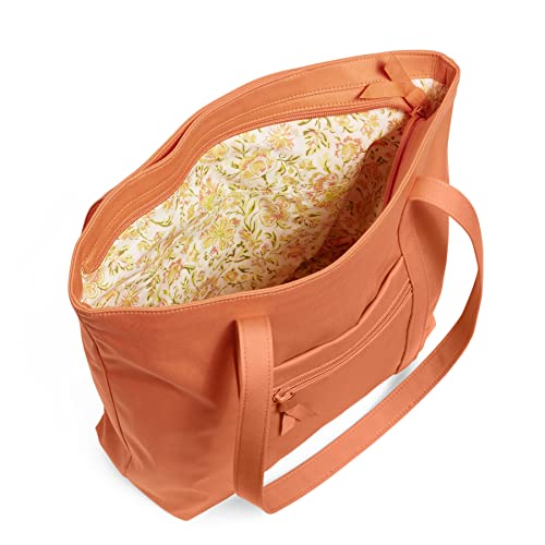 Vera Bradley Women's Cotton Small Vera Tote Bag, Orange Bell Pepper - Recycled Cotton, One Size