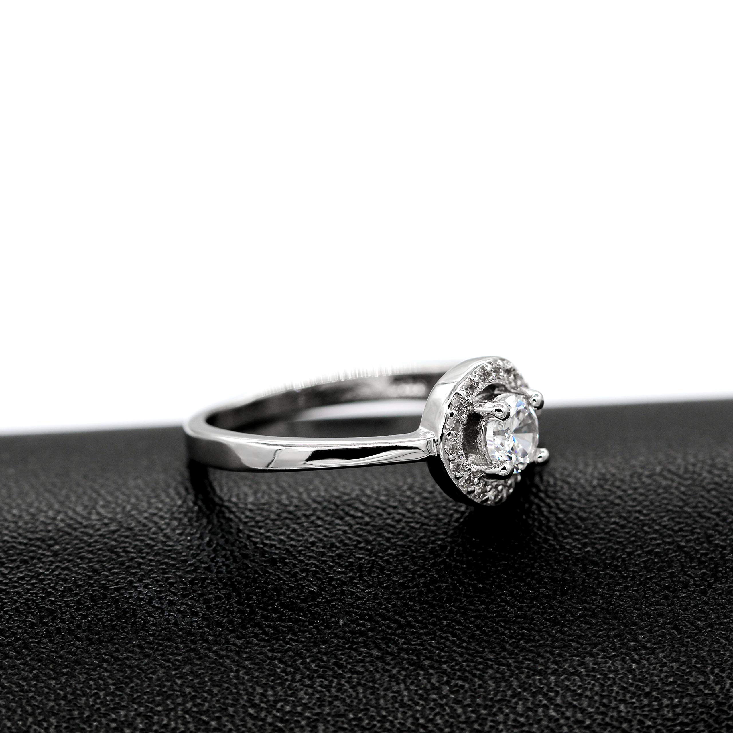 Uloveido Rhodium Plated Teardrop Hollow Swirl Infinity Ring Lab Created Diamond Wedding Anniversary Rings for Women (Size 9) WX022
