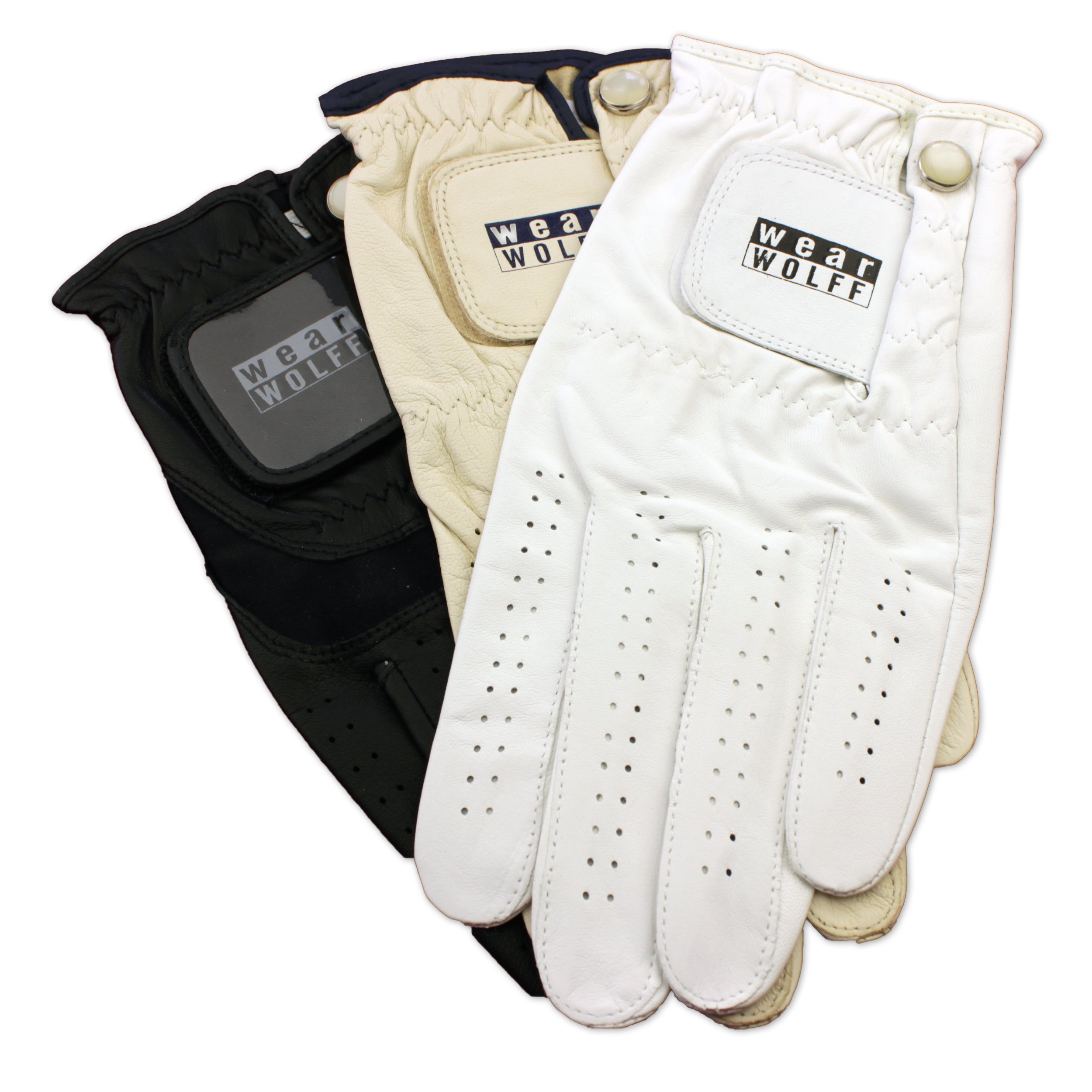 Wolff 3-Pack Mens Leather Golf Gloves Worn on Left Hand Cadet X-Large