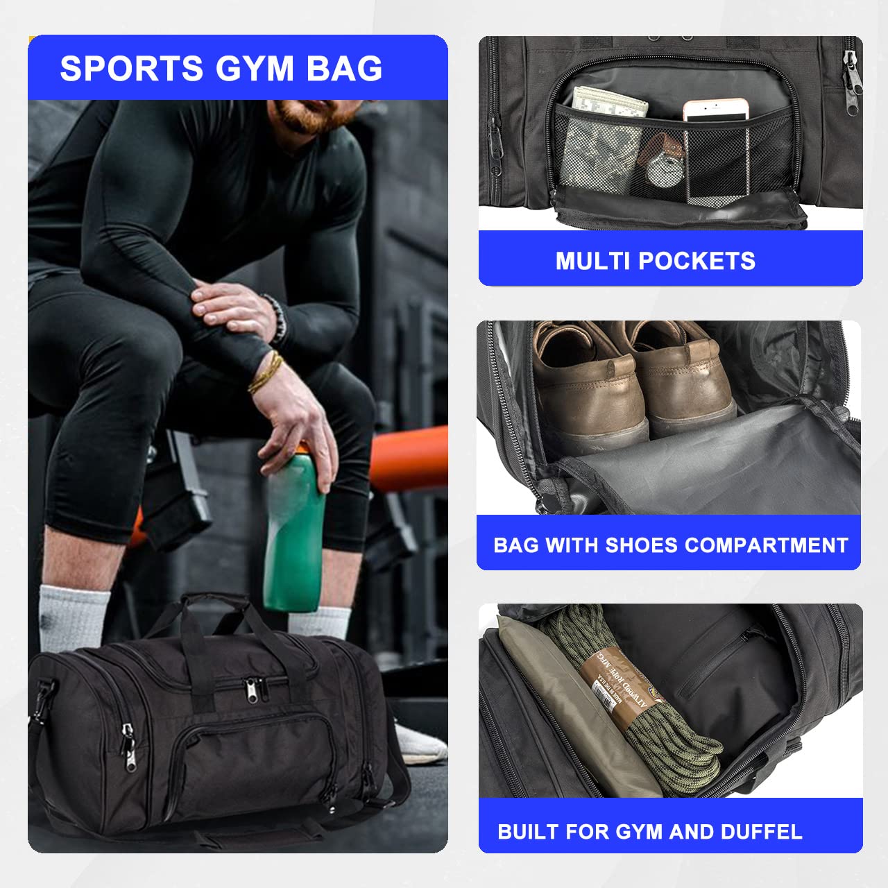 WolfWarriorX Gym Bag for Men Tactical Duffle Bag Military Travel Work Out Bags large