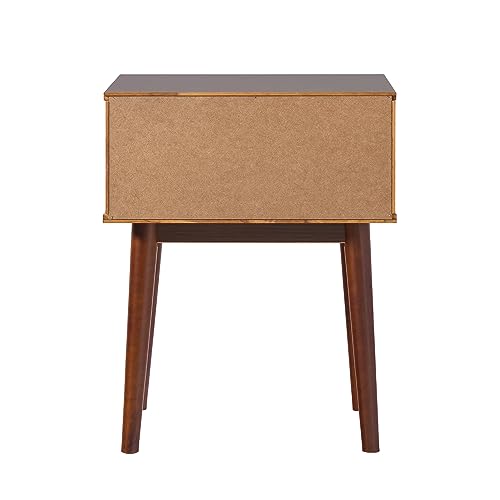 Walker Edison Modern Solid Wood Retro 1-Drawer Nightstand, 25 Inch, Walnut