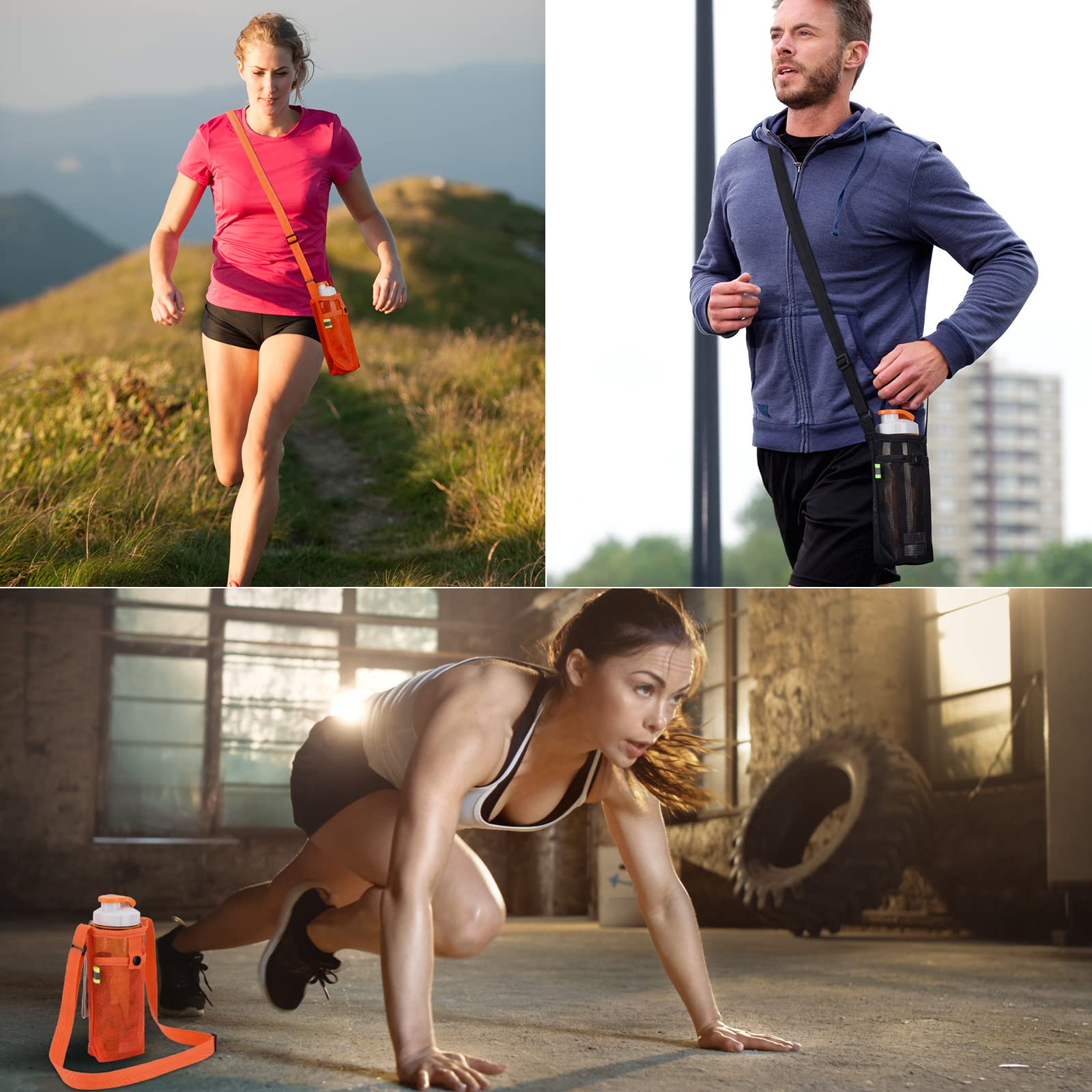 Tainehs Water Bottle Holder/Carrier with Adjustable Shoulder Strap Beach Bottle Bag Dog Water Bottle Sling/Sleeve for Sports Gym Hiking Camping Walking Travel Essentials