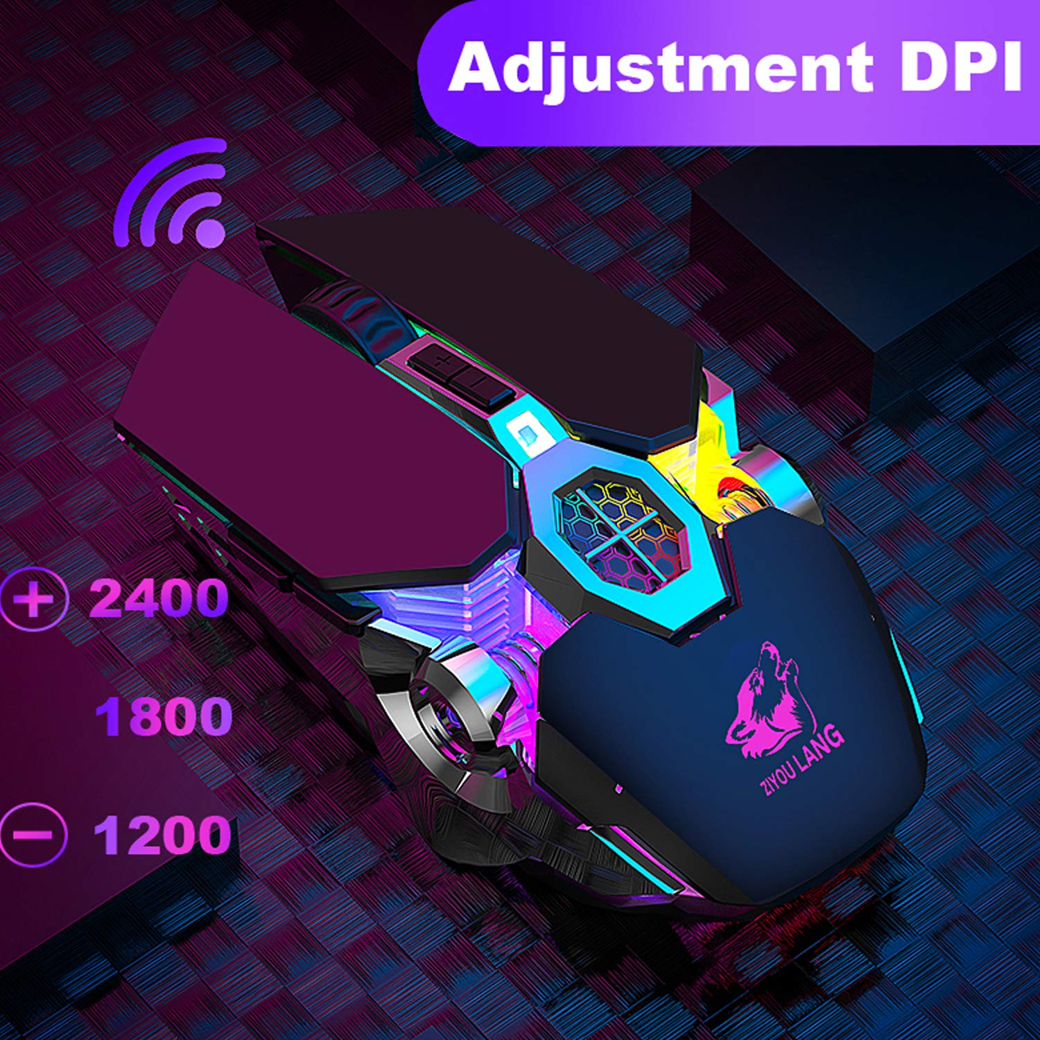 Wireless Gaming Mouse Rechargeable,RGB Multi-Colour Backlit Game Mice with 7 Buttons Computer Accessories,2.4G Silent Optical,3 Adjustable DPI Game Mouse Power Saving Mode for Laptop/PC/Notebook